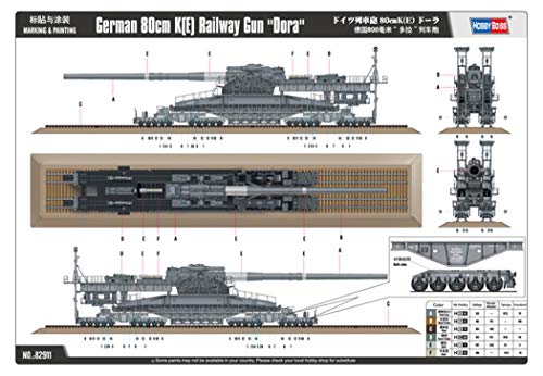 Hobby Boss German 80cm K(E) Railway Gun 'Dora' Vehicle Model Building Kit for 14 years to 18 years