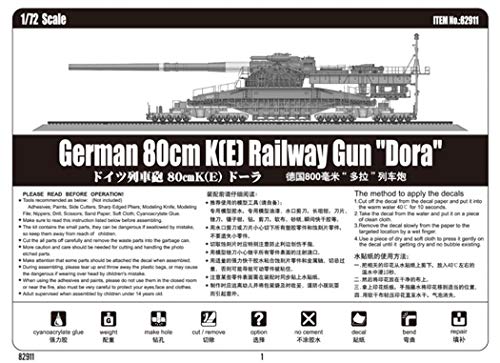 Hobby Boss German 80cm K(E) Railway Gun 'Dora' Vehicle Model Building Kit for 14 years to 18 years