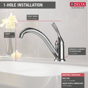 Delta Faucet Classic Single-Handle Kitchen Sink Faucet, Chrome 101-DST