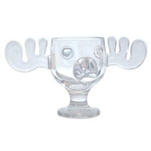 SET OF 4 Glass 8oz Christmas Moose Mugs