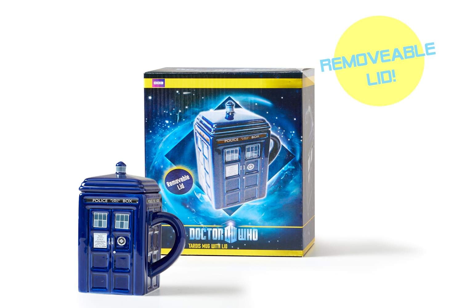 Doctor Who Tardis Mug | Official Ceramic Coffee Mug With Lid | 17 Oz.