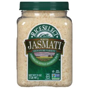 riceselect jasmati rice, long-grain jasmine rice, premium gluten free rice, non-gmo, 32 ounce jar