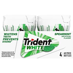 Trident White Spearmint Sugar Free Gum, 4 Bottles of 60 Pieces (240 Total Pieces)