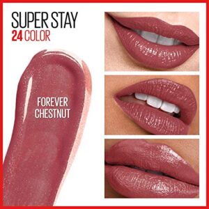 Maybelline Super Stay 24, 2-Step Liquid Lipstick Makeup, Long Lasting Highly Pigmented Color with Moisturizing Balm, Forever Chestnut, Brown, 1 Count