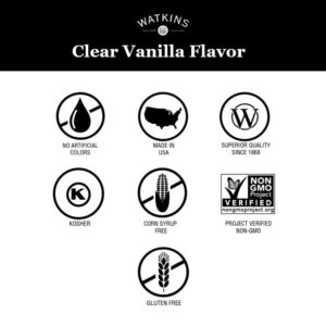 Watkins Clear Vanilla Flavor, 11 fl. oz. Bottle, 1 Count (Packaging May Vary)