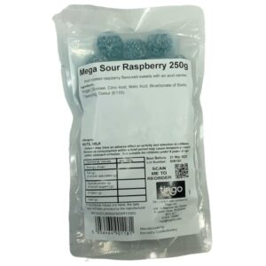 Mega Sour Raspberry Bombs 250 gram bag (1/4 kilo)