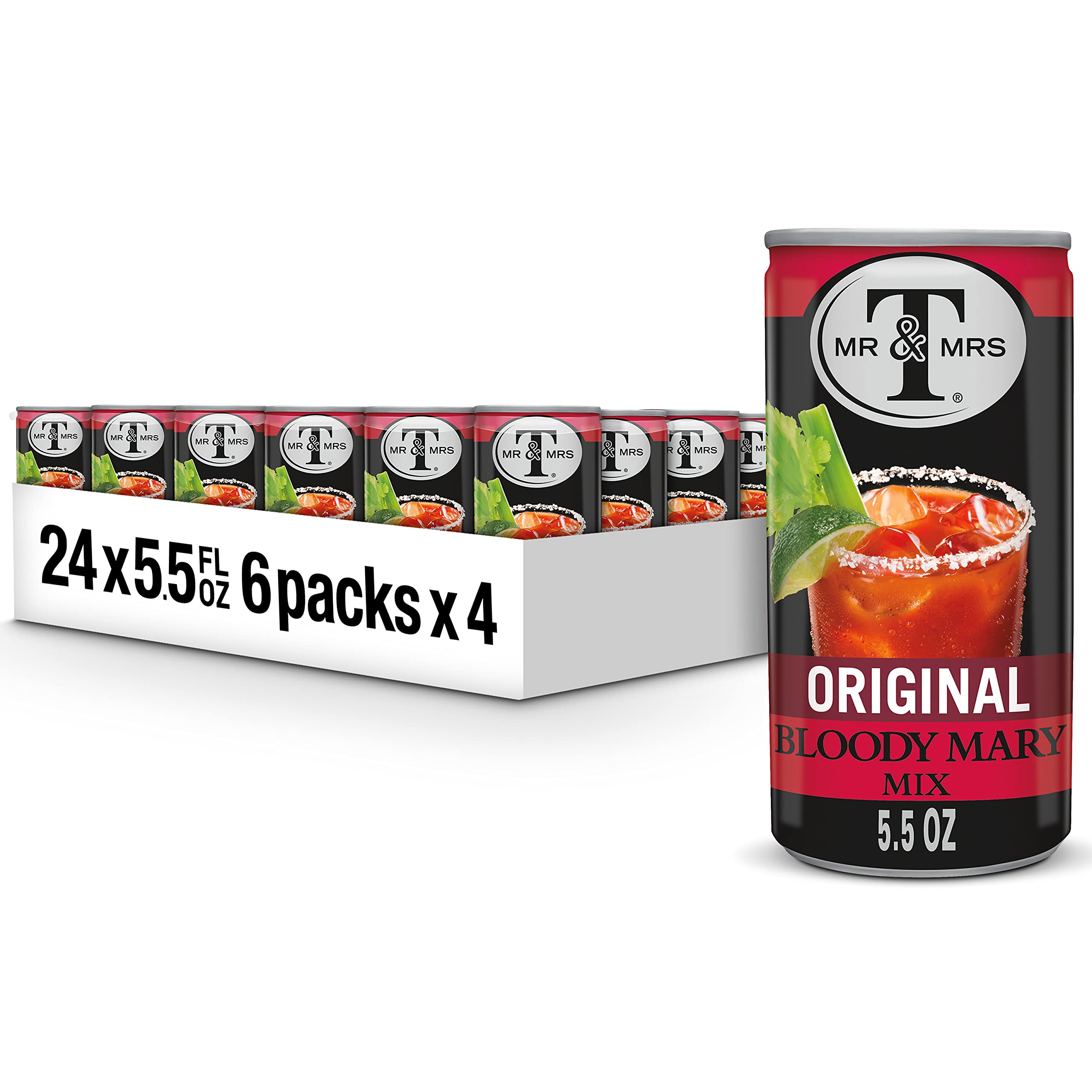 Mr & Mrs T Original Bloody Mary Mix, 5.5 fl oz cans (Pack of 24)