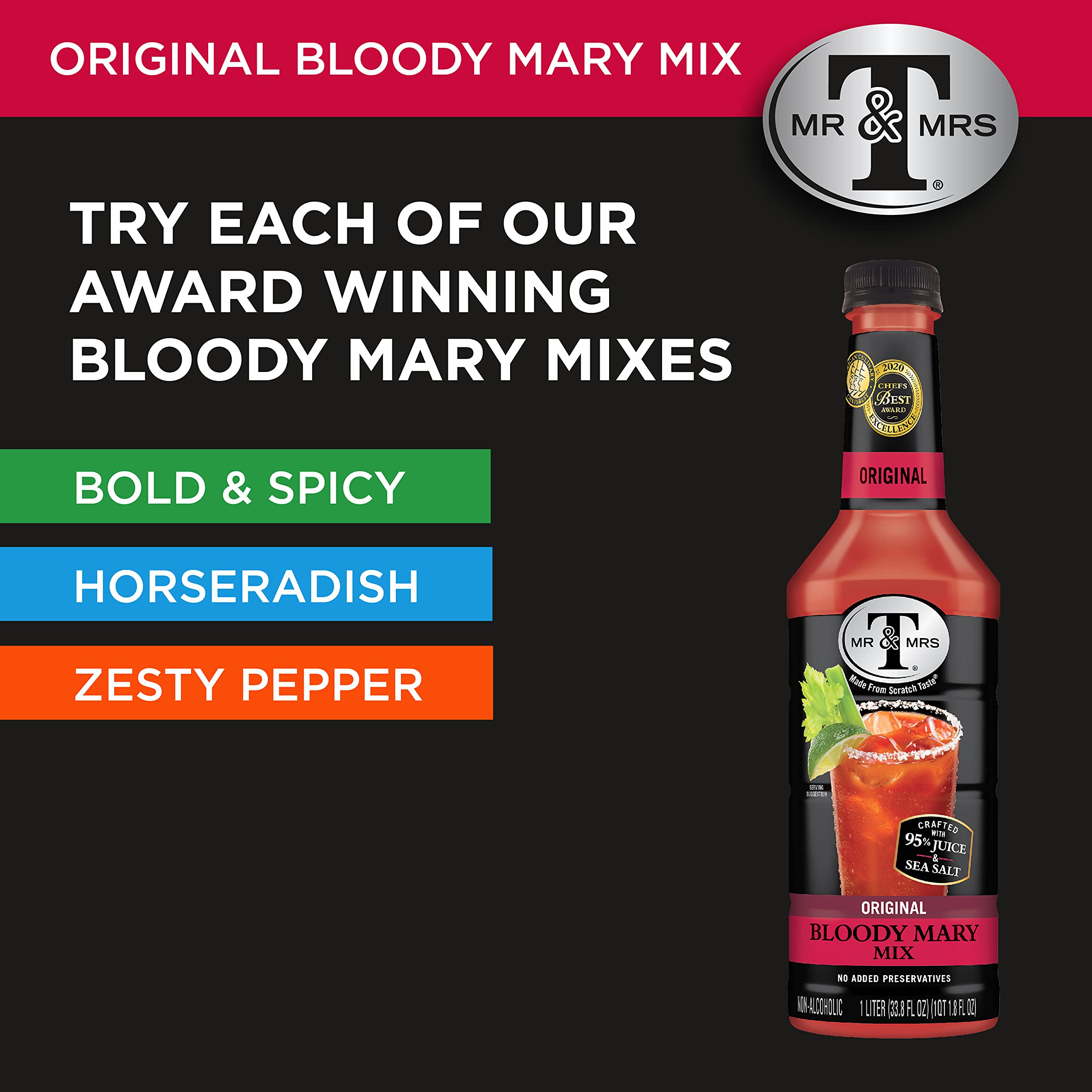 Mr & Mrs T Original Bloody Mary Mix, 5.5 fl oz cans (Pack of 24)