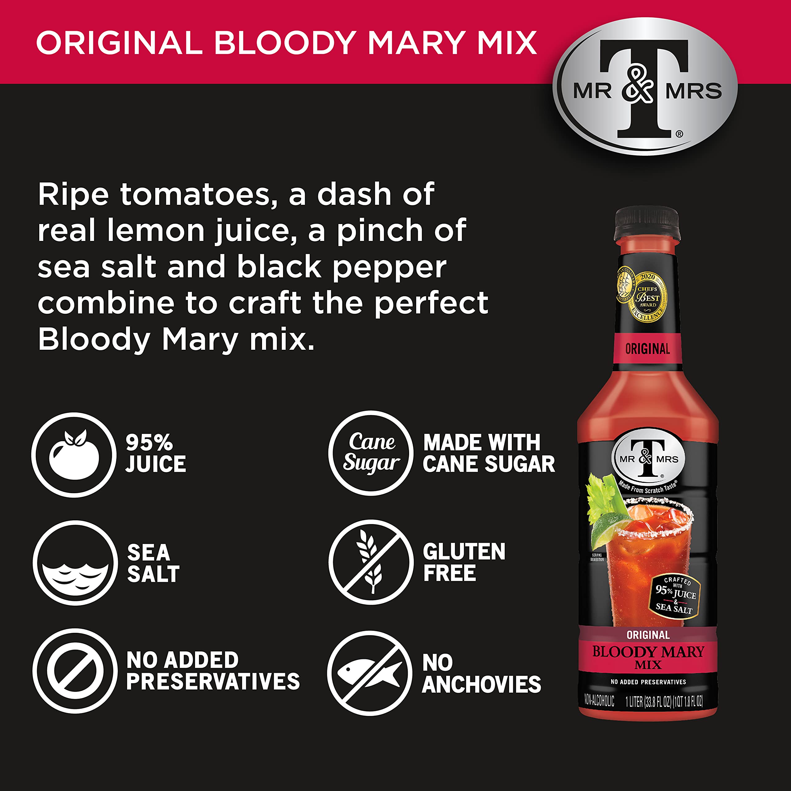 Mr & Mrs T Original Bloody Mary Mix, 5.5 fl oz cans (Pack of 24)