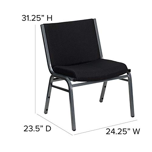 Flash Furniture HERCULES Series Big & Tall 1000 lb. Rated Black Fabric Stack Chair with Ganging Bracket