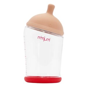 mimijumi Baby Bottle Very Hungry 8 oz Bottle with Slow Flow, Lighter Nipple - Medical Grade Silicone Anti-Colic Baby Bottles for Breastfed Babies - Newborns 0-6 Months