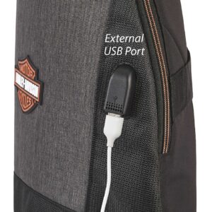 Harley-Davidson Bar & Shield Deluxe USB Travel Sling Backpack - Heather Gray