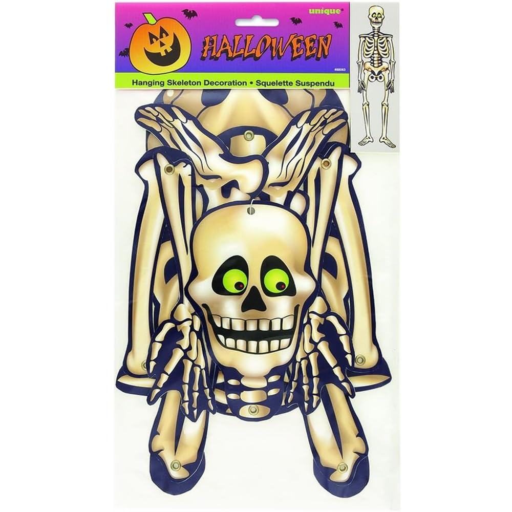 Halloween Jointed Skeleton - 1 Count - Yellowish-White Indoor Hanging Décor for Spooky Decorations - Perfect for Haunted Houses & Parties