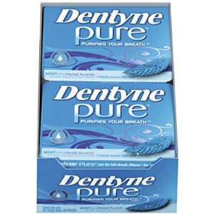 dentyne pure mint with herbal accents sugar free gum, 10 packs of 9 pieces (90 total pieces)