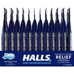 HALLS Relief Mentho-Lyptus Cough Drops, 12 Packs of 30 Drops (360 Total Drops)