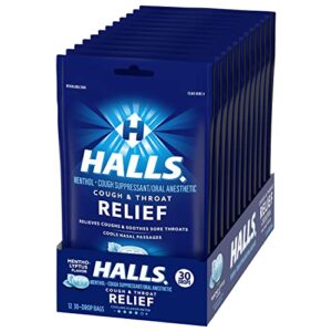 HALLS Relief Mentho-Lyptus Cough Drops, 12 Packs of 30 Drops (360 Total Drops)