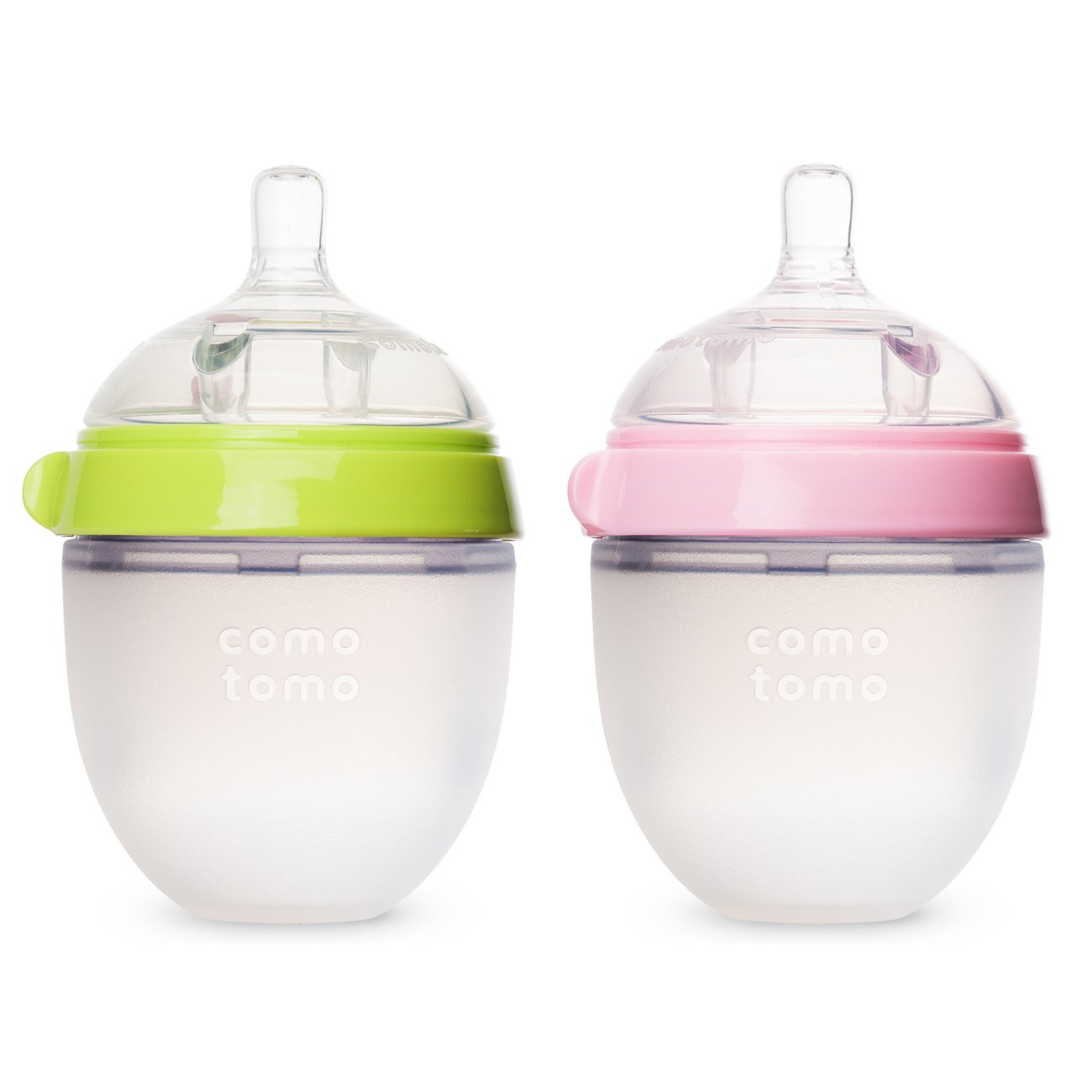 Comotomo Baby Bottle, Green/Pink, 5 Ounce, 2-Count