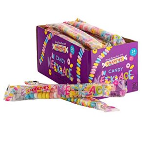 Smarties Candy Necklace Individually Wrapped Gluten Free & Vegan Fruit Flavored Bulk Candy on Stretch String Perfect Party Favors Birthdays & Celebrations 100% Worry Free Hard Candy Box - 24 Count