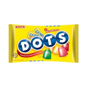 dots individually wrapped candy - original gummy candy flavors - cherry, lime, orange, lemon & strawberry - gluten free, kosher & peanut free gumdrops - bulk 17ct mini dots candy boxes