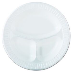 dart 10cpwqr 10.25 in white laminated foam 3 comp plate (case of 500)