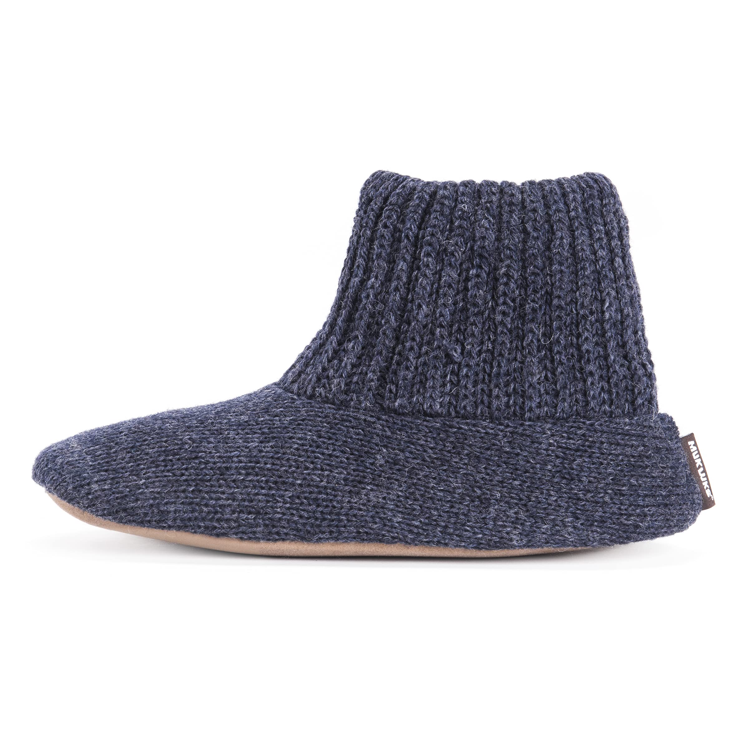 MUK LUKS Men's Morty Ragg Wool Slipper Sock, Navy, Large