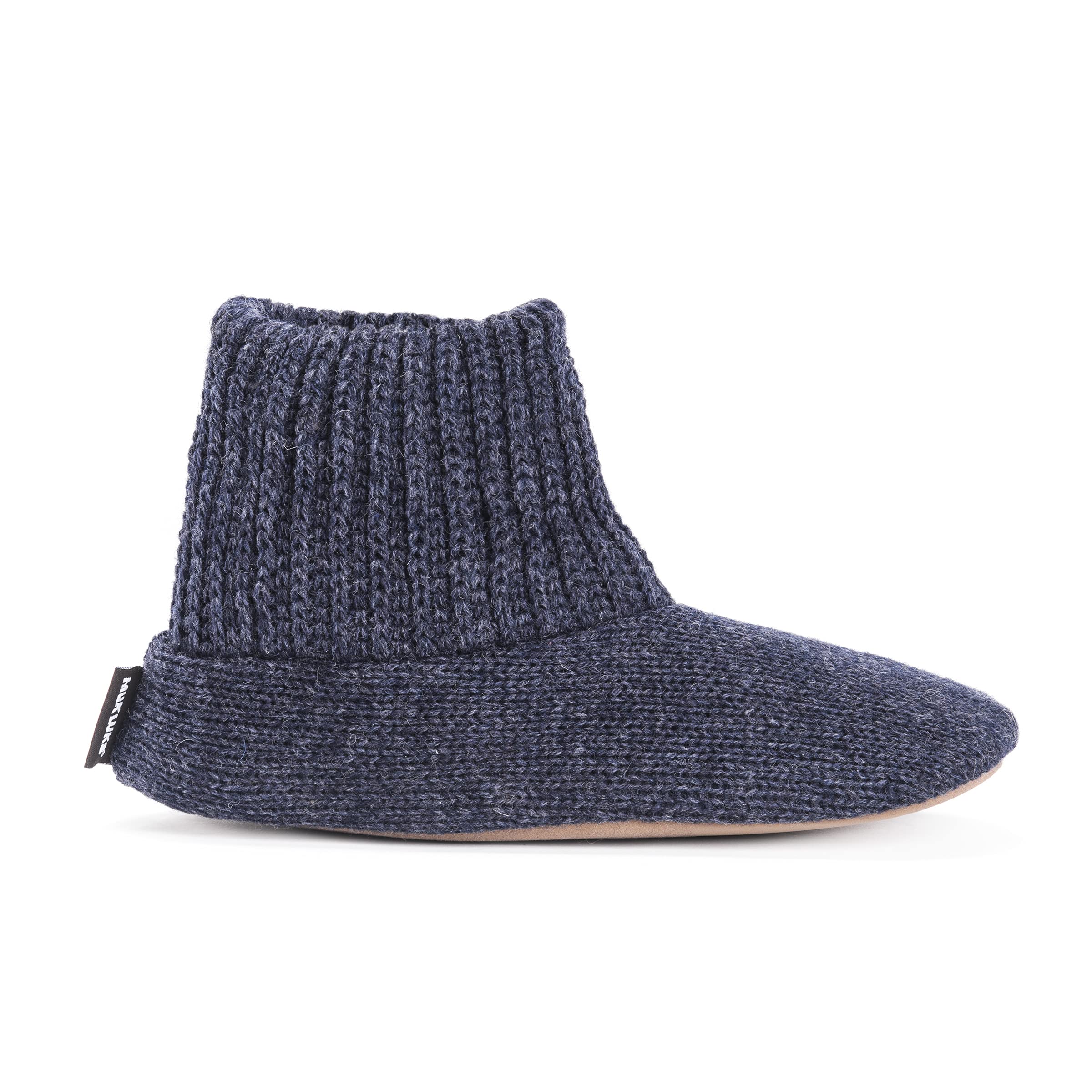 MUK LUKS Men's Morty Ragg Wool Slipper Sock, Navy, Large