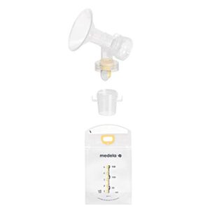 Medela Pump & Save Breast Milk Storage Bags, 20 Count Pack, Breastmilk Freezer Bags, Pour or Pump Directly into Bags with Included Easy Connect Adaptors, Made Without BPA