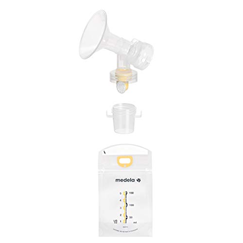 Medela Pump & Save Breast Milk Storage Bags, 20 Count Pack, Breastmilk Freezer Bags, Pour or Pump Directly into Bags with Included Easy Connect Adaptors, Made Without BPA