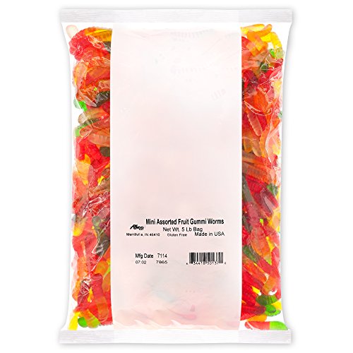 Albanese World's Best Mini Assorted Fruit Gummi Worms, 5lbs of Easter Candy, Great Easter Basket Stuffers