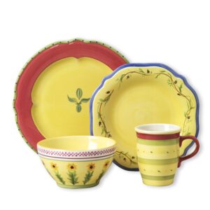 pfaltzgraff pistoulet red 16 piece dinnerware set, service for 4