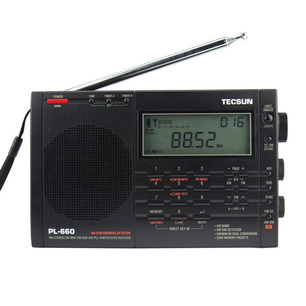 TECSUN PL-660 Portable AM/FM/LW/Air Shortwave World Band Radio with Single Side Band, Black