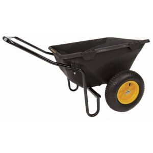 polar trailer 7 cubic foot heavy duty utility yard garden cart wheelbarrow cub cart with handle and wide track rubber wheels hauling outdoor, black