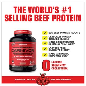 MuscleMeds, Carnivor Beef Protein Isolate Powder 56 Servings, Chocolate, 72 Ounce,4.19 Pound (Pack of 1),002542