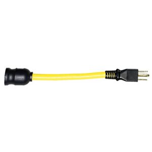 voltec 04-0093n 12/3 stw u-ground plug to locking connector adapter, 1-foot, blue with yellow stripe