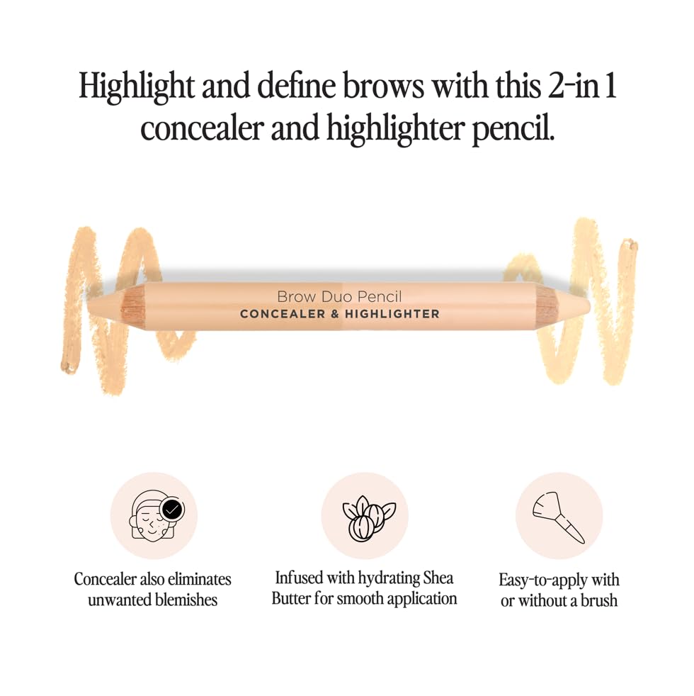 Billion Dollar Brows Duo Brow Highlighter & Concealer Pencil for Lifting and Highlighting Eyebrows