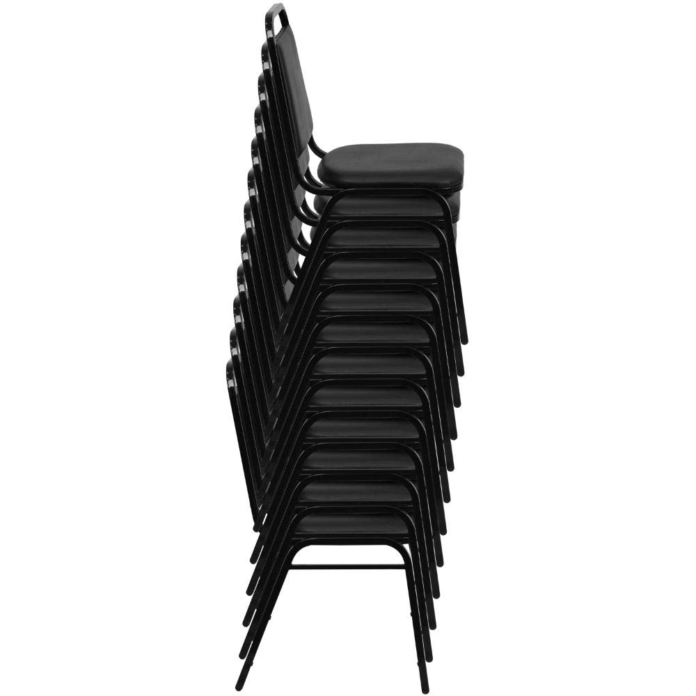 Flash Furniture HERCULES Series Trapezoidal Back Stacking Banquet Chair in Black Vinyl - Black Frame