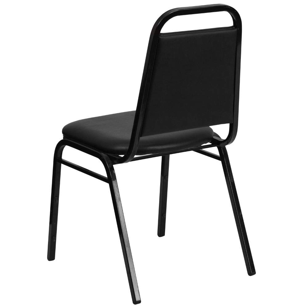 Flash Furniture HERCULES Series Trapezoidal Back Stacking Banquet Chair in Black Vinyl - Black Frame