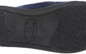 isotoner Men's Terry Moccasin Slipper with Memory Foam for Indoor/Outdoor Comfort, Navy, Large