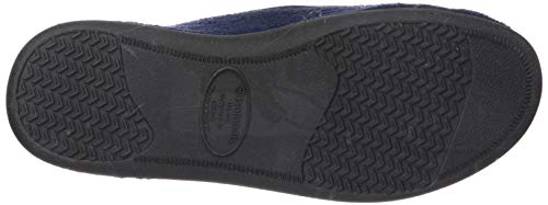 isotoner Men's Terry Moccasin Slipper with Memory Foam for Indoor/Outdoor Comfort, Navy, Large