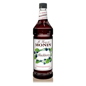 monin - blackberry syrup, delicious berry flavored syrup, cocktail syrup, authentic flavor drink mix, simple syrup for iced tea, lemonade, cocktails, & more, clean label, gluten-free (1 liter)