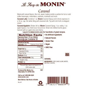 Monin - Caramel Syrup, Rich and Buttery, Great for Desserts, Coffee, and Cocktails, Gluten-Free, Non-GMO (1 Liter)