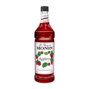 monin - raspberry syrup, sweet and tart, great for cocktails and lemonades, gluten-free, non-gmo (1 liter)