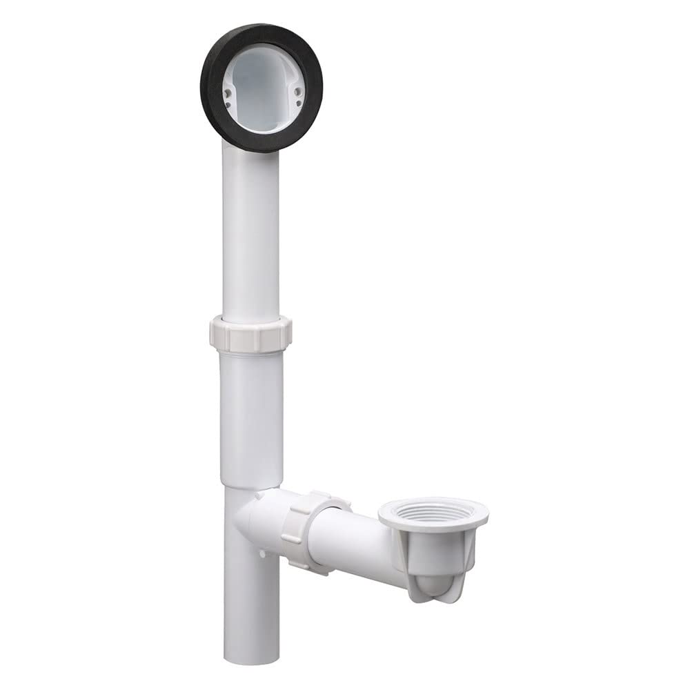 Design House 522458 PVC Rough-In Bath Drain Kit with Overflow - Adjustable Height and Drain Depth 1.5"W x 19.3"H, White