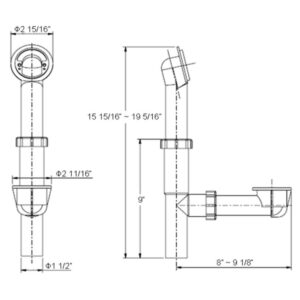 Design House 522458 PVC Rough-In Bath Drain Kit with Overflow - Adjustable Height and Drain Depth 1.5"W x 19.3"H, White