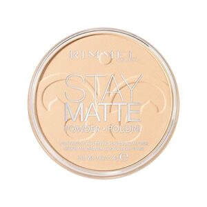 rimmel london stay matte - 001 transparent - pressed powder, lightweight, high coverage, shine control, 0.49oz