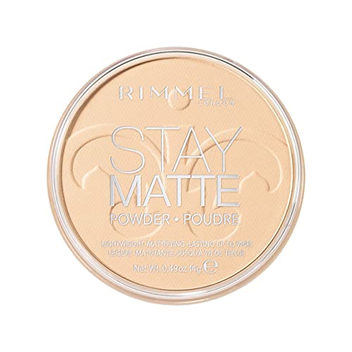 Rimmel London Stay Matte - 001 Transparent - Pressed Powder, Lightweight, High Coverage, Shine Control, 0.49oz