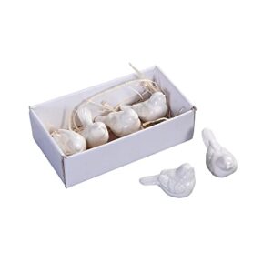 set of 6 white ceramic birds