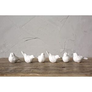 Set of 6 White Ceramic Birds