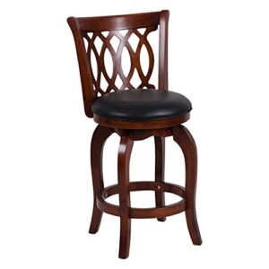 homelegance shapel scroll back swivel counter height barstool, 24.5" sh, dark cherry