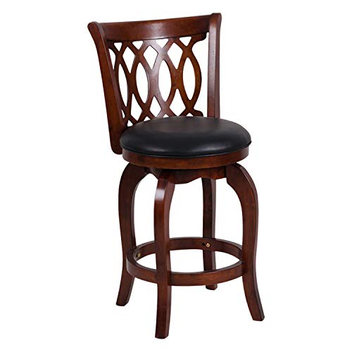 Homelegance Shapel Scroll Back Swivel Counter Height Barstool, 24.5" SH, Dark Cherry